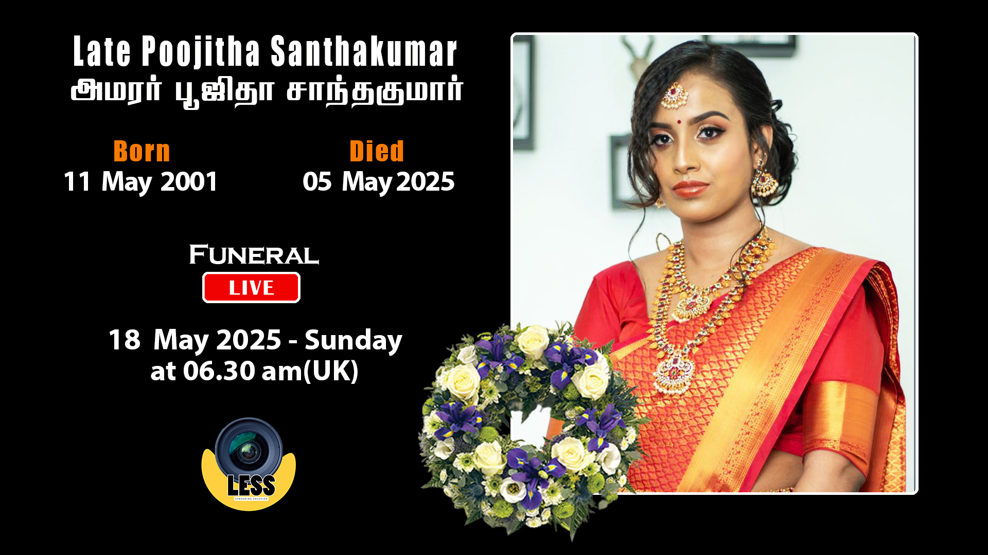 Funeral Service Live Late Poojitha Santhakumar
