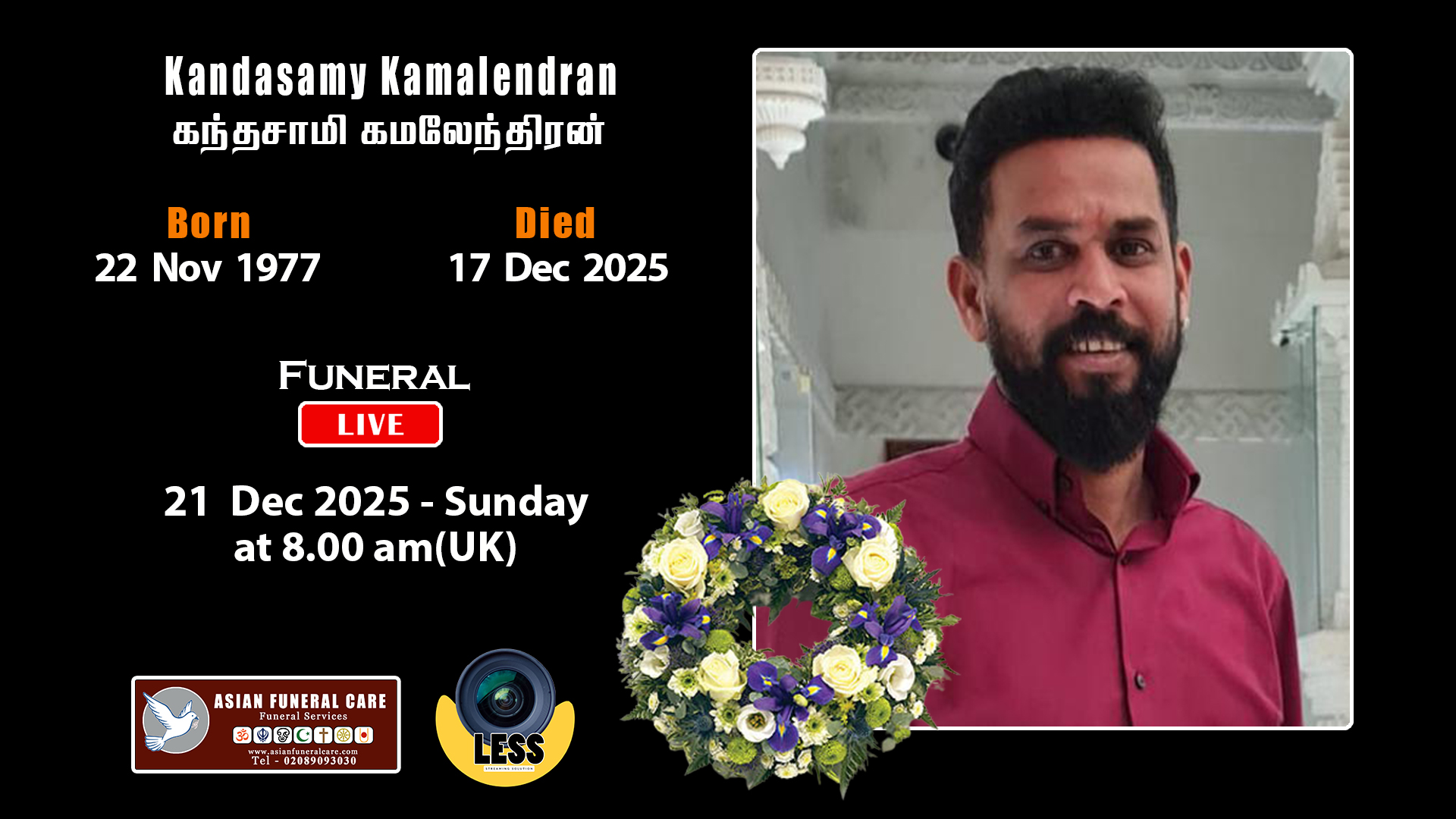 Funeral ceremony Live of Late Kandasamy Kamalendran